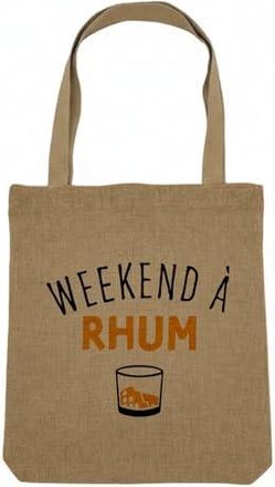 Fabulous Sac Shopping Tote Bag Aspect Lin - Weekend &agrave; Rhum Soir&eacute;e Ap&eacute;ro Rome - Sac de Courses Toile Epaisse 360g Beige Naturel Cabas Port&eacute; Epaule Solide Imprim