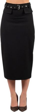 Pinko Pinko, Femme, Jupes, Noir, Taille: 38 FR Jupe midi Gazania ceintur&eacute;e &agrave; fente avant