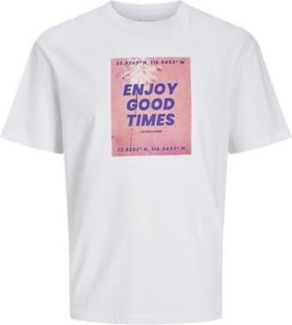Jack & Jones Jjporto Tee SS Crew Neck, Blanc, L Hommes