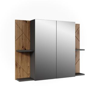 Vicco Badspiegelschrank Anthrazit/Artisan Irma 100x75x17 cm - Badezimmerschrank mit Spiegel, Viel Stauraum f&uuml;r Badutensilien