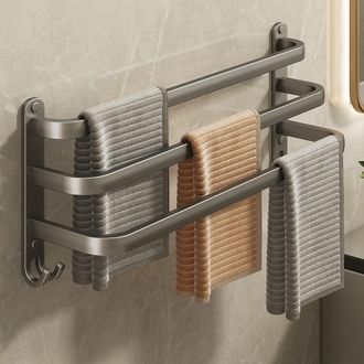 Generic Handtuchhalter Ohne Bohren Selbstklebend Handtuchhalter Bad Wandmontage 3-stufige Handtuchstange mit Haken Gästehandtuchhalter Badetuchhalter Handtuch