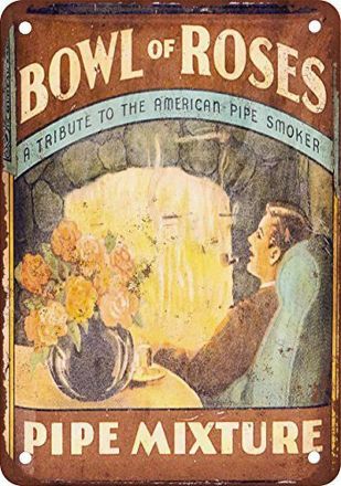 IUBBKI Ellis Bowl Of Roses Pfeife Tabak Metallschild Retro Blechschild f&uuml;r Gesch&auml;ft Mann H&ouml;hle Bar Heimdekoration Garage