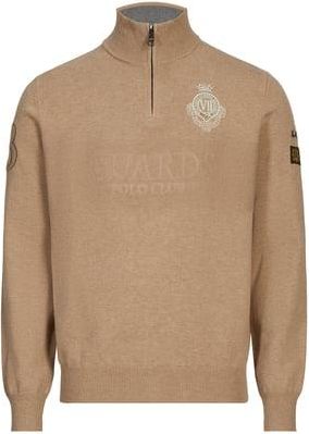 La Martina Pullover mit Reißverschluss am Kragen aus Wolle und Baumwolle in Beige