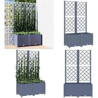 vidaXL Vidaxl - Jardini&egrave;re avec treillis bleu gris 80x40x136 cm pp - Jardinier - Pot Plante - Bac Culture - Support Vignes - Tomate Grimpante - Home & Living