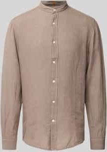 Boss Orange by Hugo Boss Regular Fit Leinenhemd mit Stehkragen Modell Race