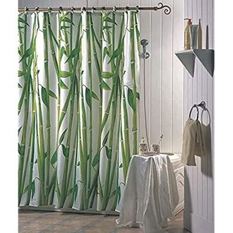 MSV Duschvorhang Bambus aus Polyester 180x200cm, Mehrfarbig, 30 x 20 x 15 cm