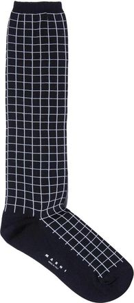 Marni Femme, Sous-v&ecirc;tements, Noir, Taille: ONE Size Chaussettes Hautes Motifs Quadrillage