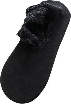 Generic Lot de 5 paires de chaussettes &agrave; volants en dentelle pour femme - Couleur unie, Couleur 03, Taille Unique