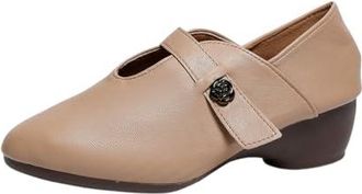 Generic Chaussures &agrave; talons compens&eacute;s &agrave; bout pointu et bride de cheville pour femme style Mary Jane, kaki, 40.5 EU