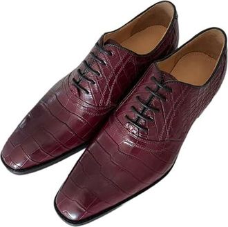 Generic Authentique Crocodile Ventre Peau Fait Main Hommes Daffaires Robe Oxfords V&eacute;ritable Cuir Alligator Bout Carr&eacute; M&acirc;le Lace-up Formelle Chaussures, bordea