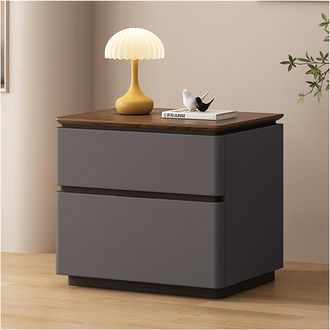 Generic Moderner und einfacher Nachttisch, Nachttisch aus Leder, Beistelltisch aus Massivholz, Beistelltisch for Schlafzimmer, mit Mikrofaserleder, Keine Mont