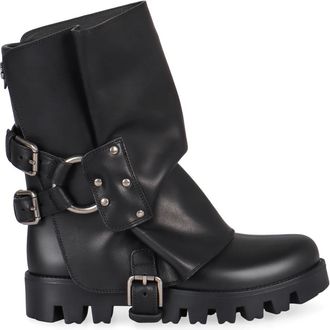 Dolce & Gabbana Femme, Chaussures, Noir, Taille: 37 EU Bottines en caoutchouc et cuir de veau