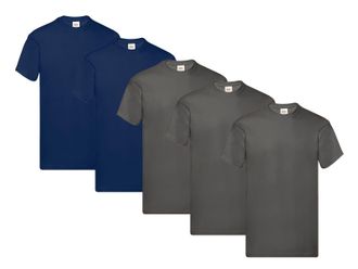 Fruit Of The Loom Herren T-Shirt Original T M L XL XXL 3XL 4XL 5XL auch Farbsets, 3Graphit 2Navy, 3XL (5er Pack) + 1HL-Kauf Notizblock
