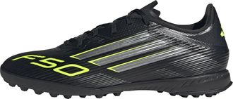adidas Unisex F50 League Turf Football Boots Fußballschuhe, Core Black/Iron Metallic/Lucid Lemon, 36 2/3 EU