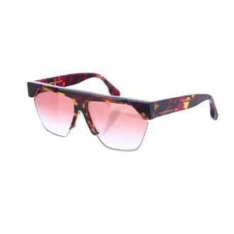 Victoria Beckham Rechteckige Sonnenbrille aus Azetat mit Havana-blauem Rahmen und braunen Verlaufsgl&auml;sern - - Accessories - Damen - Braun - ONE SIZE