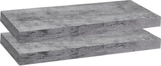 Woltu Étagère Murale, Étagère Suspendue, Étagère Flottante en MDF, Lot de 2, pour Salon, Cuisine, Chambre, Salle de Bain etc RG9368grei-2