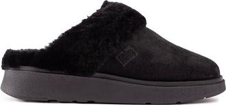 FitFlop Femme Gen-FF Chaussons en Daim à col en Peau de Mouton, Tout Noir, 38 EU