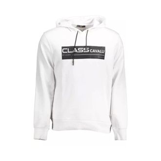Cavalli Homme, Sweatshirts et sweats à capuche, Blanc, Taille: 2XL Sweat à Capuche en Coton Blanc