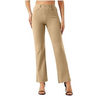 Generic Pantalon habill&eacute; pour femme - Pantalon de travail d&eacute;contract&eacute; - Bouton extensible et l&eacute;ger - Avec poches, kaki, XXL