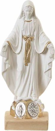 Generic Wunderbare Madonna Statue aus Marmorpulver, 10 cm, wei&szlig; mit Medaillen
