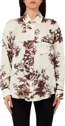 Liu Jo Femme, Blouses et Chemises, Brun, Taille: 36 FR Chemise en satin imprim&eacute;