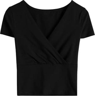 Generic Haut court d&eacute;t&eacute; taille haute pour femme 2025 - T-shirt court d&eacute;contract&eacute; et ample - Coupe ample - Mignon - Tendance - Demi-chemises de sortie - T-shir