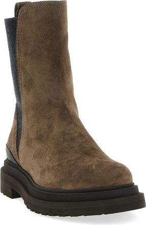 Brunello Cucinelli Suede Lug-Sole Boot - Brown