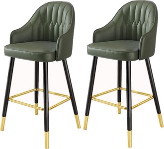 Generic Barhocker in Tresenh&ouml;he, Barhocker im Mid-Century-Stil mit R&uuml;ckenlehne und Bezug aus PU-Leder, Barhocker f&uuml;r das Wohnzimmer