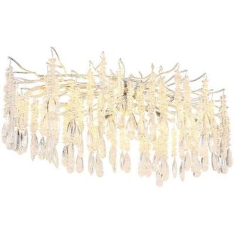 Globo Lighting Plafonnier lampe de salon lampe de plafond m&eacute;tal argent cristaux de verre L 100 cm