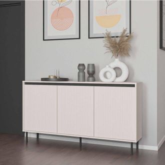 Furnix Kommode Kersi 813 Sideboard mit drei Türen und Metallbeine Beige - Furnix