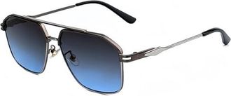 Generic Lunettes de soleil en métal polygone à dessus plat double pont hommes femmes mode personnalité lunettes de soleil, C03 Bleu, Taille unique