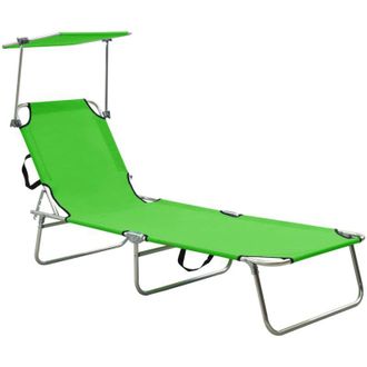 vidaXL Vidaxl - Chaise longue pliable avec auvent acier vert pomme