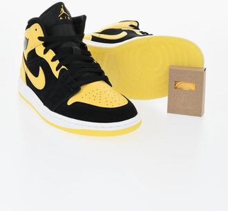 Nike AIR JORDAN 1 MID SE Two-Tone Leather High-Top Sneakers size 44,5
