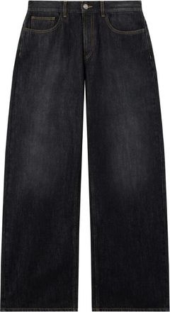 Palm Angels Homme, Jeans, Gris, Taille: W32 Curved Logo Loose Jeans