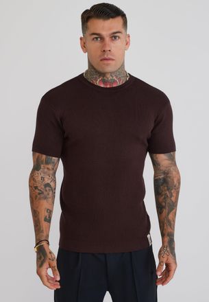 Siksilk Herren Braun Gestricktes T-Shirt XXL