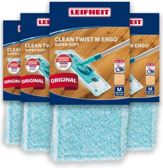 Leifheit Original Wischbezug CLEAN TWIST M Ergo/Power Clean super soft, Bodenwischer Ersatzbezug mit Spezialfasern, Wischmopp für minimale Wasseraufnahme, für 