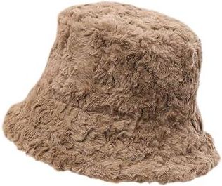 Generic Chapeau bob pelucheux pour femme - Couleur unie - Chaud - En peluche - Chapeau Lei Feng - &Eacute;charpe - Gants - Ensemble pour homme, caf&eacute;, Taille unique