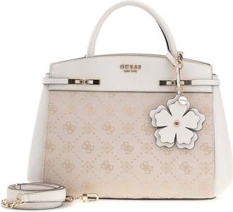 Guess sac à main sac à épaule bandoulière Melinda Logo Tri Compartment Satchel Cream White Logo écru