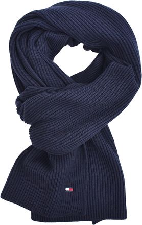 Tommy Hilfiger Strickschal Schal Cotton Cashmere Scarf Blau Navy 180 x 45 cm