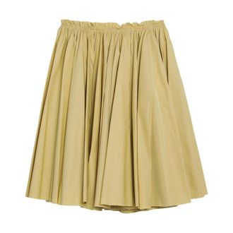 Ami Jupe Midi Pliss&eacute;e en Coton - Femme - Jupes - Jaune - Taille: 38 FR