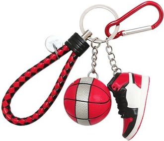 Generic Porte-cl&eacute;s en forme de chaussure 3D avec mini ballon de basket et cordon, porte-cl&eacute;s &eacute;l&eacute;gant pour les fans de basket-ball, cadeau pour enfants, hommes