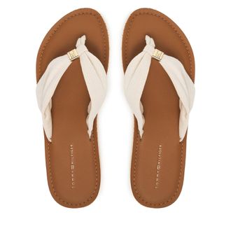 Tommy Hilfiger Zehentrenner Tommy Hilfiger Th Ltr Footbed Summer Sandal FW0FW09194 &Eacute;cru