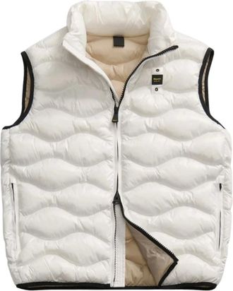 Blauer Homme, Vestes, Blanc, Taille: M Gilet matelassé à motif ondulé et déperlant