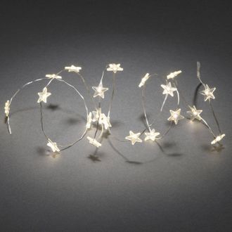 Konstsmide LED Dekolicherkette, 20 transparente Sterne, mit an/aus Schalter, mit Funkeleffekt, 20 warm wei&szlig;e Dioden, batteriebetrieben, Innen, transparenter Drah