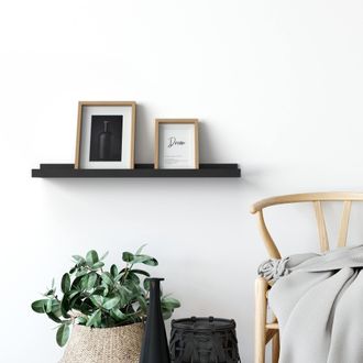 Wackadoo Holz Bilderleiste 3er Set inkl. Befestigungsmaterial und Eiche Bilderrahmen Bilderschiene Galerieschiene Wandregal Wandboard (Set Portrait)