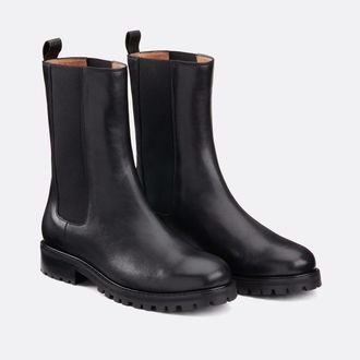 La Redoute Collections Boots Chelsea &Agrave; Semelle Crant&eacute;e En Cuir Lisse