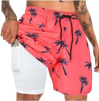 Generic HUIWDP Short de bain d&eacute;t&eacute; tendance en polyester pour homme S&eacute;chage rapide Taille &eacute;lastique Pantalon de plage Traje De Ba&ntilde;o, A12, XXL