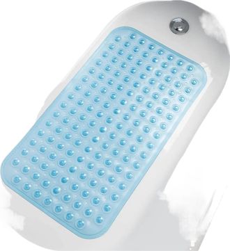 Generic 1pc Badewanne Matte Mit Saugn&auml;pfen Und Ablauf L&ouml;cher, 27,6x15In rutschfeste Dusche Badezimmer Maschine Waschbar,(Clear Blue)