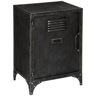 Atmosphera Atmosphera - Table de chevet 1 porte en fer gris anthracite - Dimensions L. 40 x P. 30 x H. 58,3 cm - Avec &eacute;tag&egrave;re int&eacute;rieure H. 23 cm