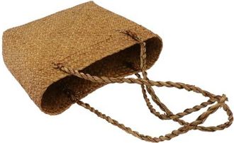 Hemobllo Sac de Plage Tressé Paille Léger et Grand Cabas Bandoulière Femme Sac Main Multifonction pour Voyage et Shopping Fermeture par Cordon Couleur Jaune